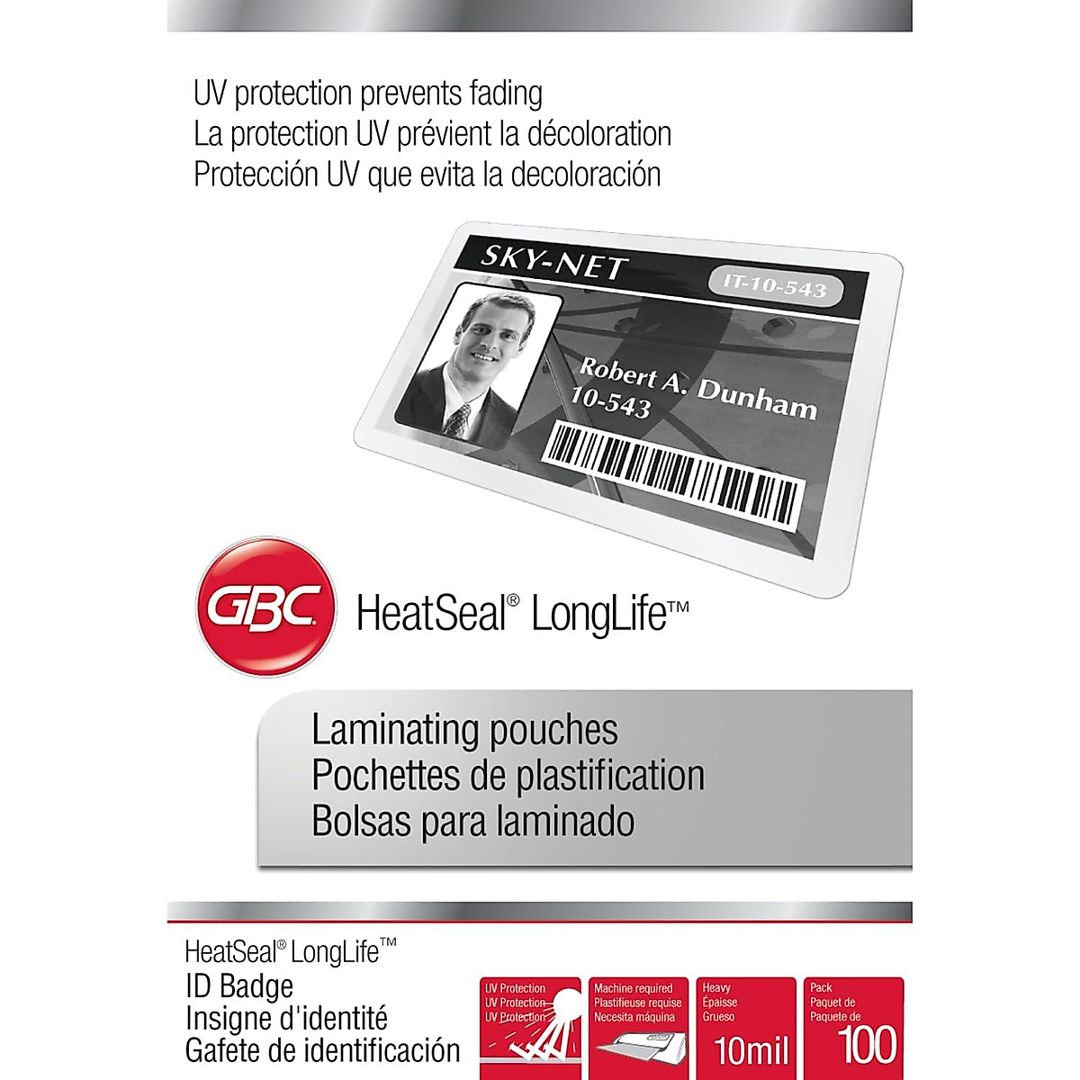 GBC Swingline Laminating Sheets, Thermal Laminating Pouches, Badge/ID Card Size, 10 Mil, HeatSeal LongLife, 100 Pack (3202104)