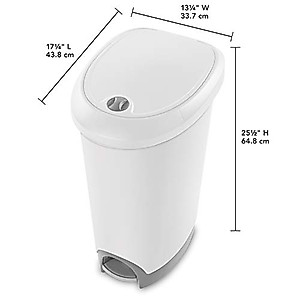 Sterilite 10738002 12.6 Gallon Locking StepOn Wastebasket, White Lid & Base w/ Titanium Pedal & Lock, 2-Pack