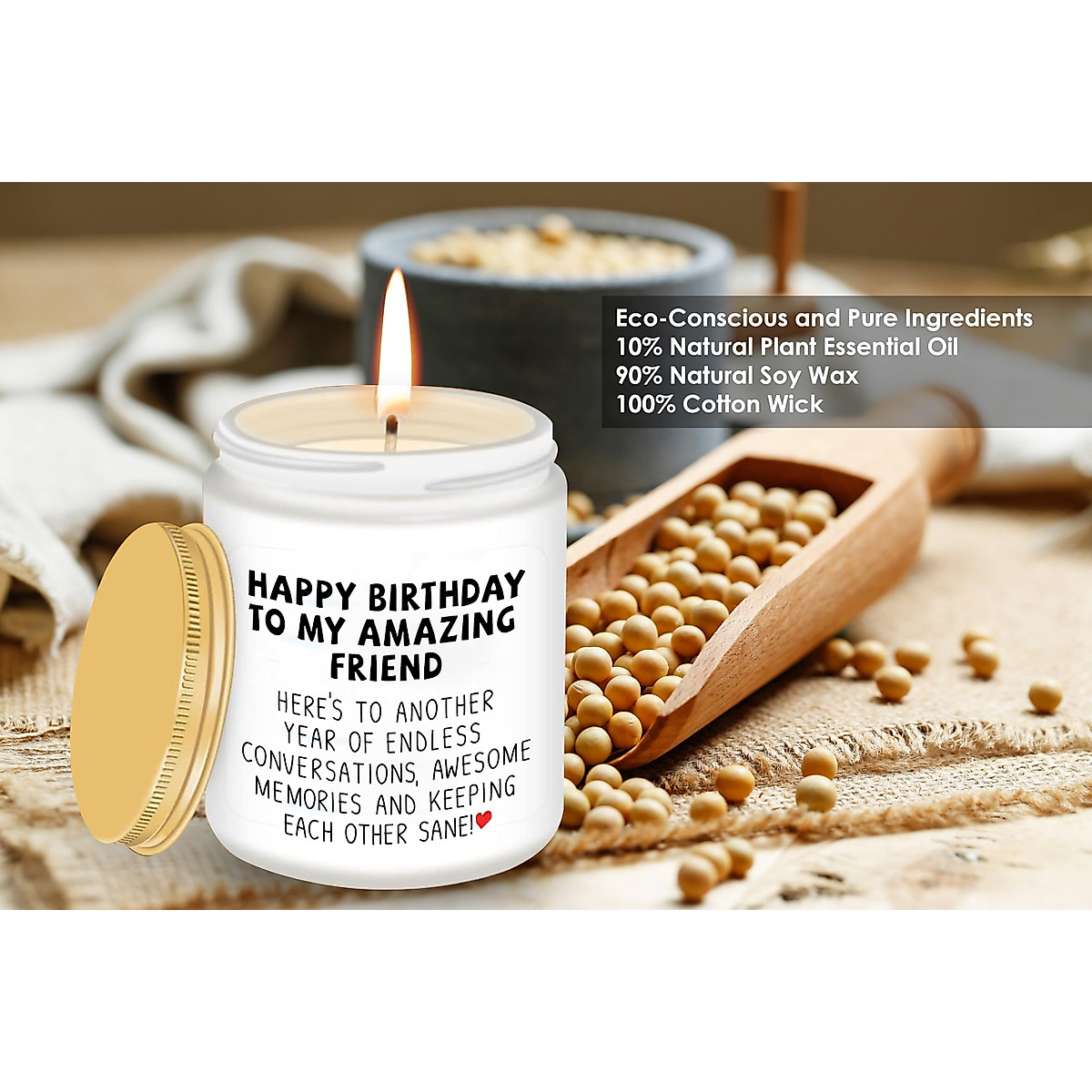 POTENTIA Birthday Gift for Women Happy Birthday Candle Birthday Gift Ideas for Her and Him Best Friend Female Girl Coworker Bestie Men BFF Gift 9Oz Lavender Scented Candle with Gift Ready Premium Box