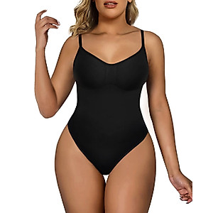 SHAPERX Women's Shapewear Bodysuit Tummy Control Body Shaper Seamless Sculpting Snatched Waist Body Suit,SZ5213-Black-L/XL