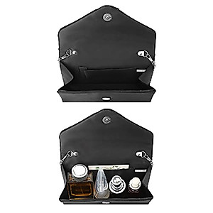 CurvChic Women Evening Bag Clutch Rhinestone Envelope Party Handbag Bridal Prom Purse (Stain Black1)