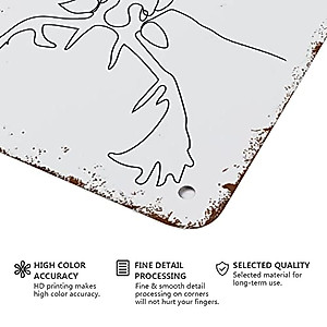 Deer One Line Art Modern Monochrome Animal Minimalist line Art Antlers Funky Style Creative Retro Art Metal Funny Wall Decor Plaque Cafe Office Vintage Home Decor Fashion Novelty Gift 8x12inch