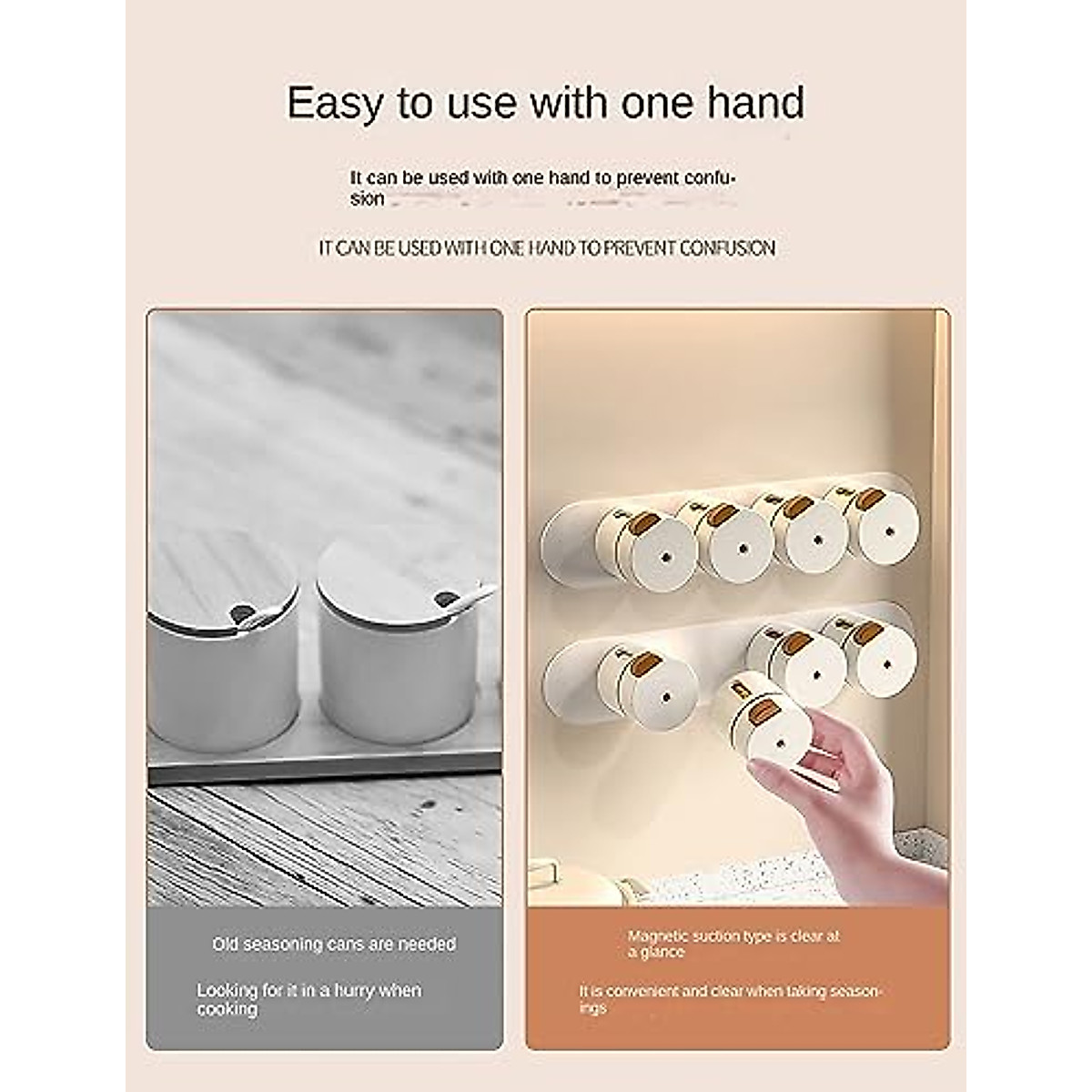 2023 new 6-piece magnetic suction spice box set combination of spice bottles wall-mounted household spice jar kitchen seasoning quantitative salt shaker