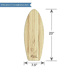 Laguna Bamboo Surf Board Bar Cutting Board Set, 23-inch by 7.5-inch - Earth Friendly Bamboo with Stylish Honey Stripe Design - by Island Bamboo (2 Pack)