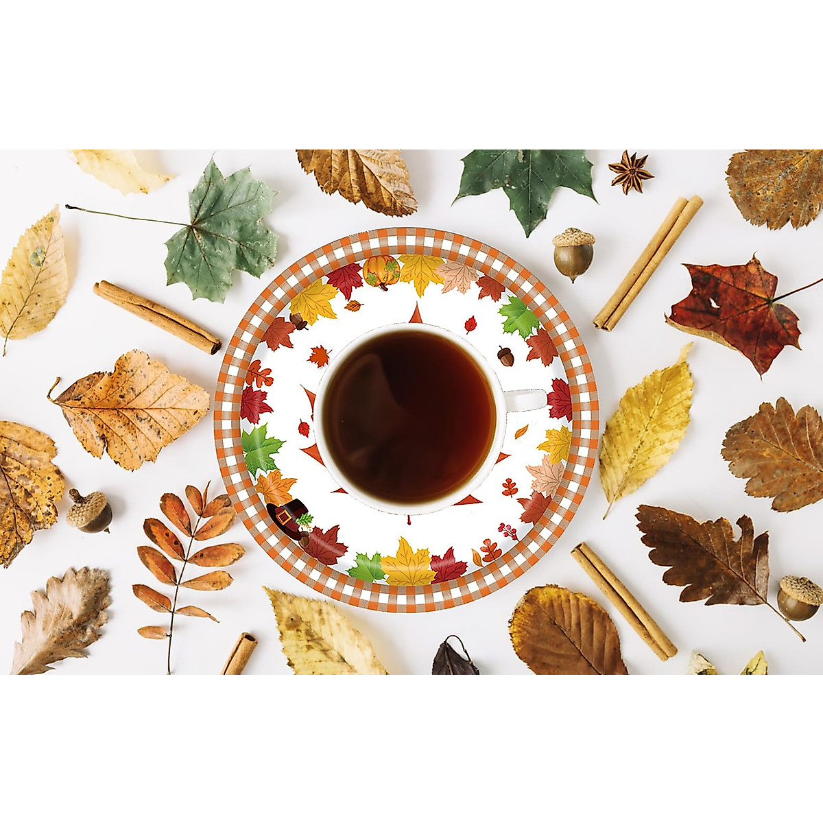 OBENIM HALIM 24 pcs Thanksgiving Fall Paper Plates Autumn Leaves Design Dessert Paper Plates For Disposable Holiday Thanks Theme Party Dinnerware