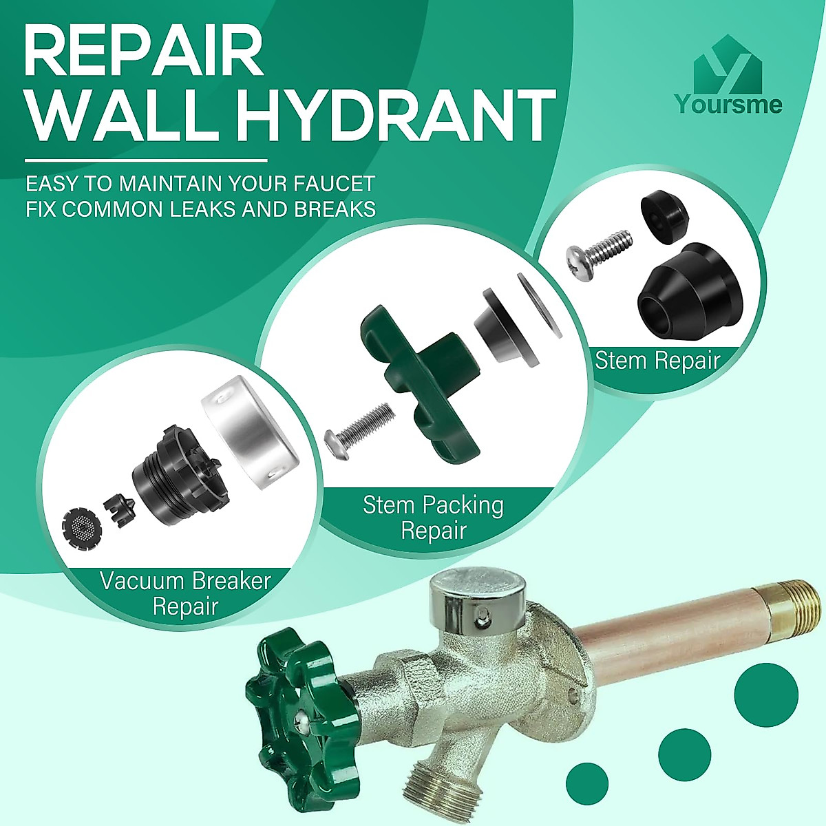 C-144KT-807 Complete Wall Hydrant Faucet Service Repair Kit for Prier C-144 C-244 Series Wall Hydrant Anti-Siphon Freezeless Faucet Repair Kit