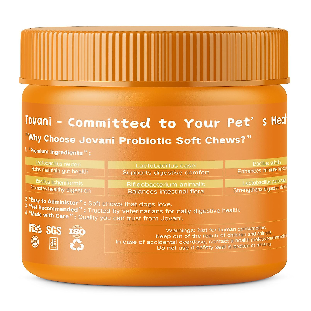 jovani Probiotic Soft Chews for Dogs, Digestive Enzymes for Gut Flora, Digestive Health, Diarrhea & Bowel & Immune System Support - Pumpkin Flavor - Contains 200 Soft Chews