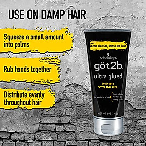 Got2B Ultra Glued Invincible Styling Gel 2 - 6 oz tubes + 1 Travel 1.25 oz tube
