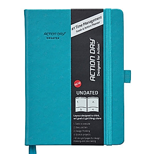 Action Day Undated Weekly Productivity Planner With To-Do List,Goal Setting & Action Planning for Your Life,Work & Home - Size 6x8 - Turquoise
