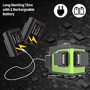 KINAVEL Laser Level 4x360 Self Leveling 16 Lines Green Beam 4D Cross Professional Line Laser Tool Pulse Mode for Construction Tiling Picture Hanging with 2 Batteries, Remote Controller, Lifting Base