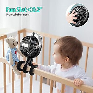 Portable Stroller Fan with Mist, Rechargeable Misting Fan with Water Spray, 270° Pivot Personal Mister Fan with Flexible Tripods for Cooling Outdoor Travel Beach Umbrella Wagon Crib Treadmill Car