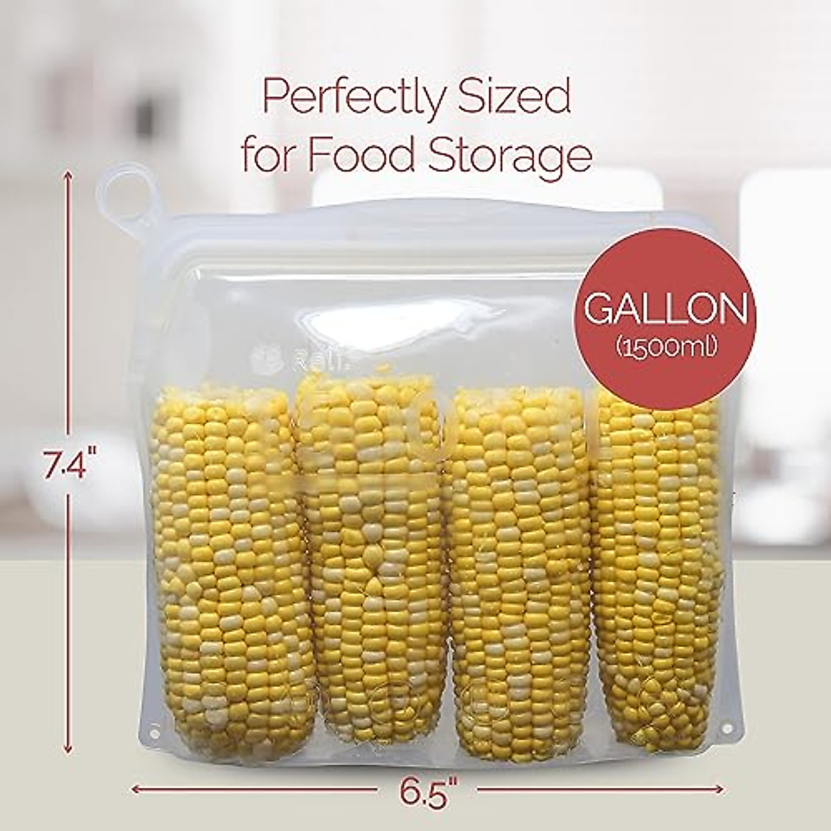 Reli. Reusable Silicone Bags (2 Pack) | Gallon (1500 ml), Clear | Silicone Freezer Bags for Food Storage| Reusable Food Storage Bags for Food, Meal Prep, Storage | Dishwasher/Freezer Safe