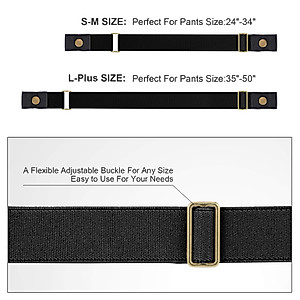 WHIPPY Buckle Free Comfortable Elastic Belt for Women or Men, Buckle-less No Bulge No Hassle Invisible Belts (6-black, Small Size: 22-36 Inches)