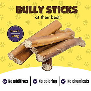 Woofley's 6" Jumbo Thick Buffalo Bully Sticks - (18 Count) - Bully Sticks for Dogs - Long Lasting Bully Stick Dog Chews