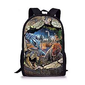 Dellukee Large Cool School Bag Dinosaur Cute Kids Durable Personalized Backpack Bookbags