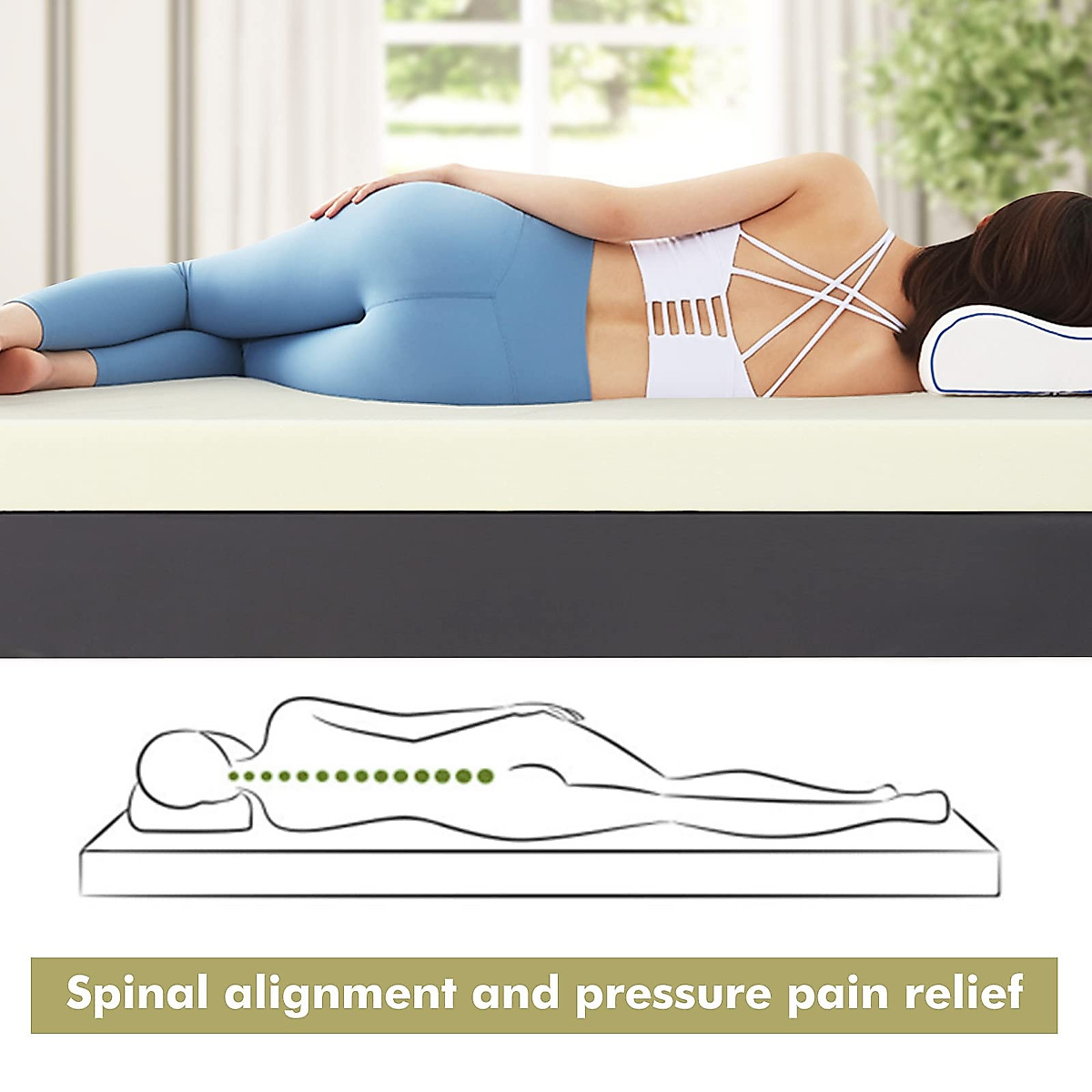 KOMFOTT Queen Size Mattress Foam Topper, Air Swirl Ventilated Foam Memory Mattress Pad Topper for Back Pain, 3 Inch