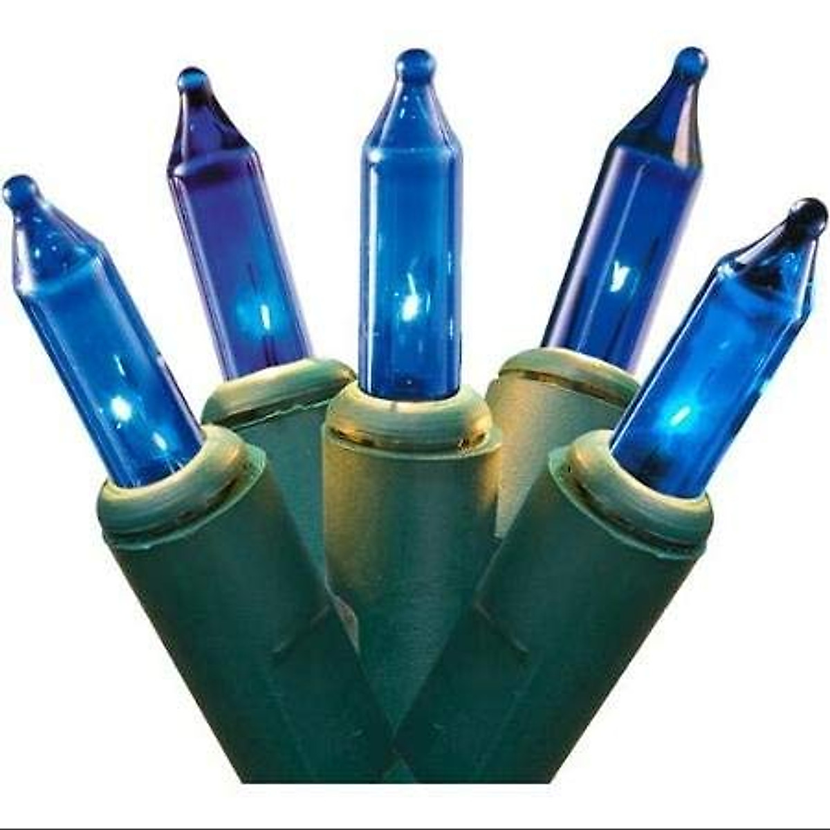 Prestige Glass Art 2.5 Volt Replacement Christmas Mini Lights - 100 Blue Light Bulbs - Green Base