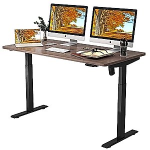 ALFA FURNISHING Height Adjustable Standing Desk, 60” x 30” inches Electric Standing Desk with Whole Piece Desk Board, 2 Pre-Set Memory Button Sit Stand Desk for Home Office Workstation