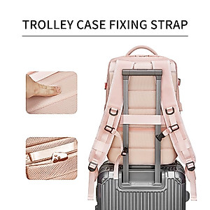 INFEYLAY Women Travel Backpack,16 Inch Expanded 39L USB Charging Business Laptop Backpack with Shoe Bag,waterproof hiking outdoor Backpack (pink)