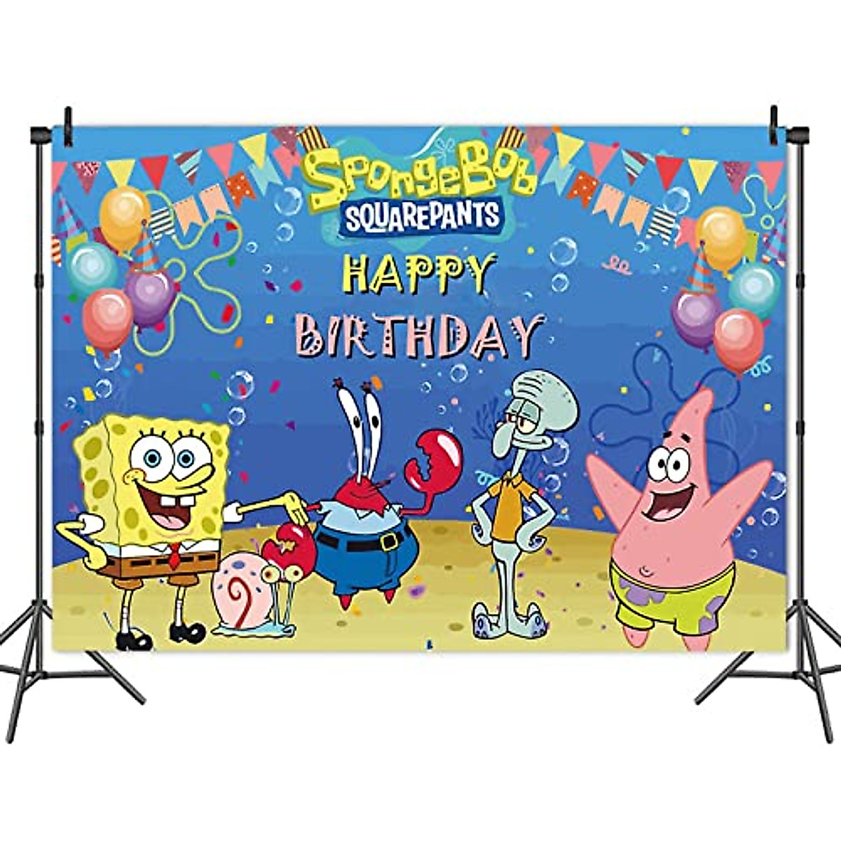 Cute Cartoon Photo Background for Children Happy Birthday Party Banner Decoration Photo Booth Studio Props Baby Shower Cake Table Photography Backdrops 5x3ft