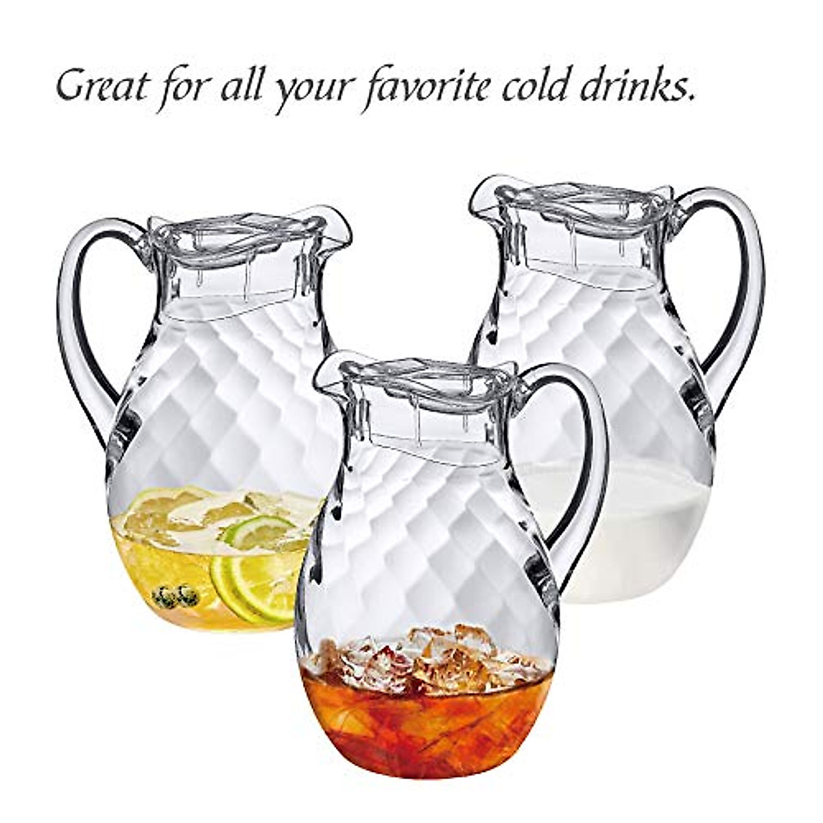 Amazing Abby - Bubbly Whirly - Acrylic Pitcher (72 oz), Clear Plastic Water Pitcher with Lid, Fridge Jug, BPA-Free, Shatter-Proof, Great for Iced Tea, Sangria, Lemonade, Juice, Milk, and More
