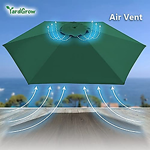 YardGrow 8.2ft 6 Ribs Patio Umbrella Replacement Canopy Market Umbrella Top Fit Outdoor Umbrella Canopy (Canopy Only) (Green)