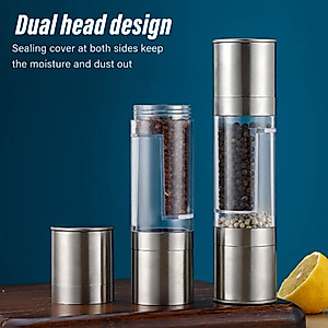 Pepper Grinder, Salt and Pepper Grinder Stainless Steel Dual Head Grind Size Manual Spice Grinder for Home Kitchen