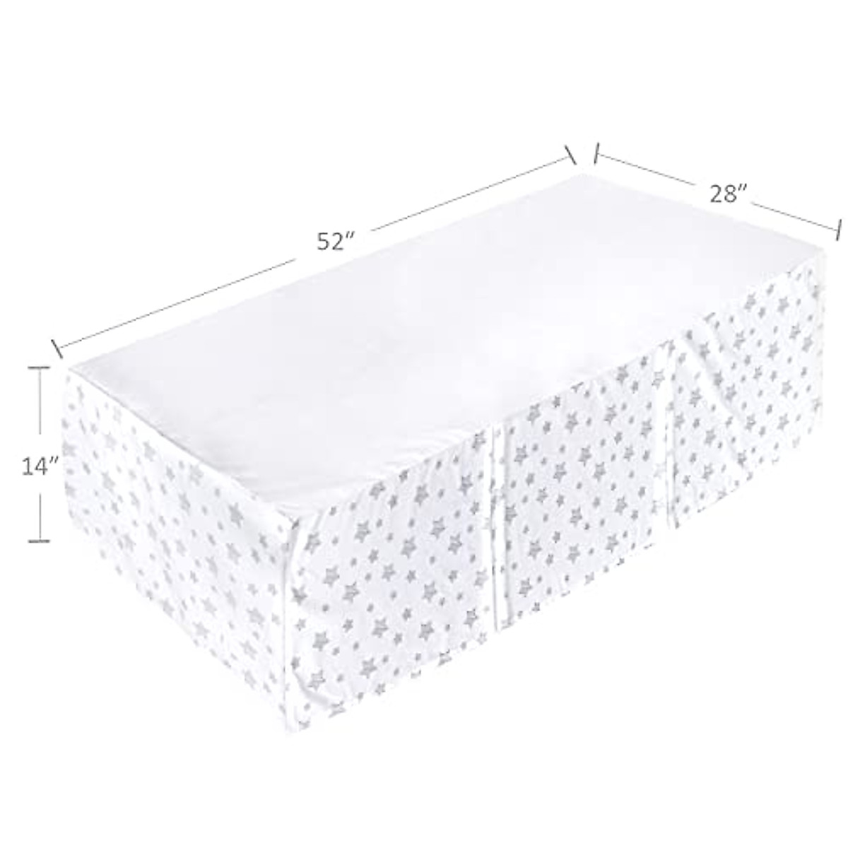 Crib Skirt Boy Girl Pleated Dust Ruffle Machine Washable, 14" Drop, Toddler Crib Bed Skirt White with Grey Star, Microfiber Nursery Standard Crib Bedding Skirt