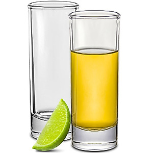 Shot Glasses - Set of 12 - Tall Clear Glass 1.7 oz - Dishwasher Safe - Sturdy with a Heavy Base - Shot Glasses for Every Party