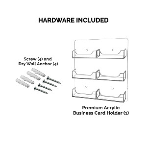 Marketing Holders Wall Business Card Holder with Hanging Hardware for 3.5" x 2" Horizontal Gift or Appointment Cards 6 Pocket Clear Acrylic Take One ID Badge Display Rack