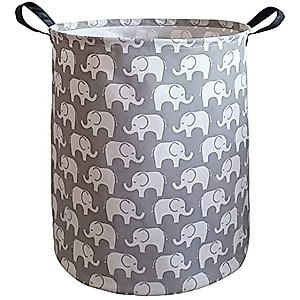 KUNRO Large Sized Storage Basket Waterproof Coating Organizer Bin Laundry Hamper for Nursery Clothes Toys (Elephant)