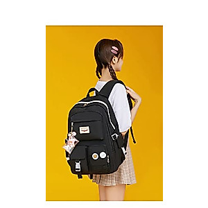 PJMarts Laptop Backpacks 15.6 Inch School Bag College Backpack Lightweight Durable Cute Daypack for Teens Girls Women Students (Black)