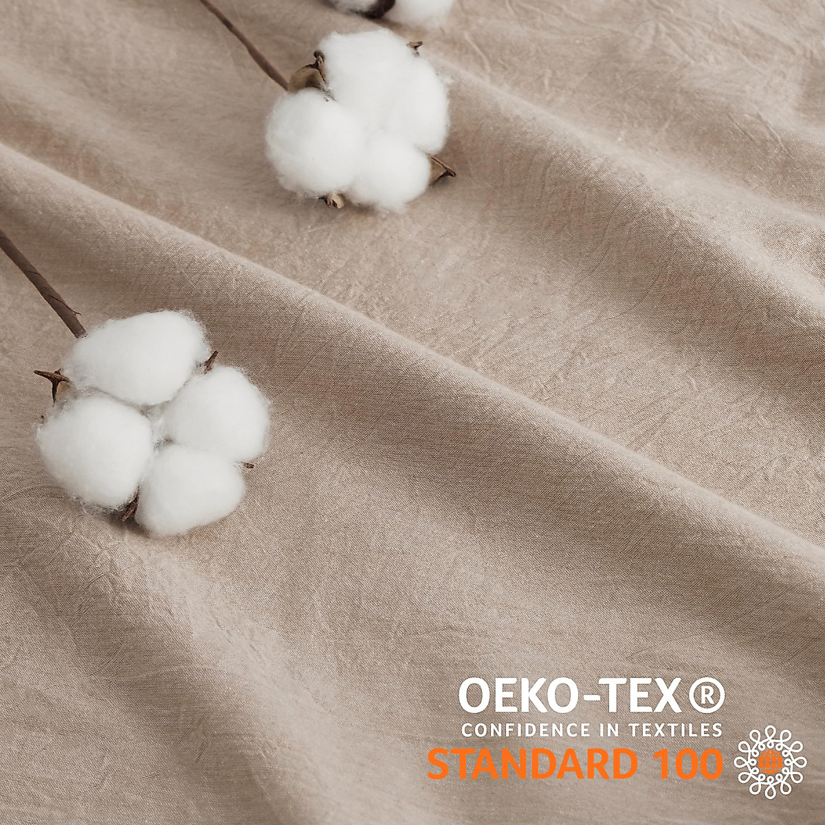 Bedsure 100% Washed Cotton Duvet Cover King Size - Warm Sand Minimalist Duvet Cover Set Linen Like - 3 Pieces Plain Simple Cotton Duvet Cover Set with 2 Pillow Shams (Warm Sand, King, 104"x90")