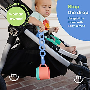 morepeas On-The-Go Tether - Stretchable Silicone Teether & Pacifier Clip - Baby Travel Essential - Stroller, Car Seat & Highchair Accessory