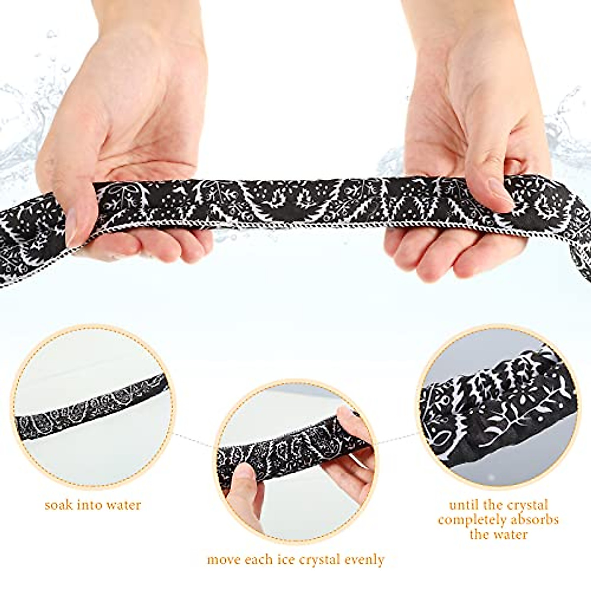 10 Pieces Ice Cool Scarf Summer Cooling Scarf Neck Wrap Headband Cooling Scarf Instant Chill Neck Scarf Soaked Tie Around Neck for Summer Outdoor Activity (Green, Black, Red, Blue, Orange)