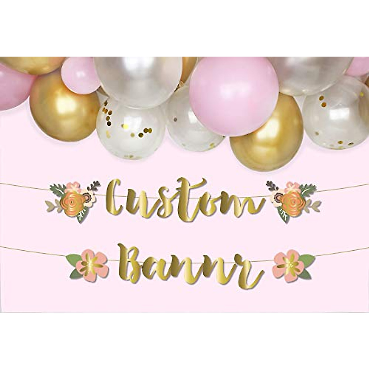 Gold Make Your Own Banner with Flower Banner Charms | Floral Party Decorations | Birthday, Baby Shower, Bridal Shower | DIY Sloth Party Banner | Say Anything Banner