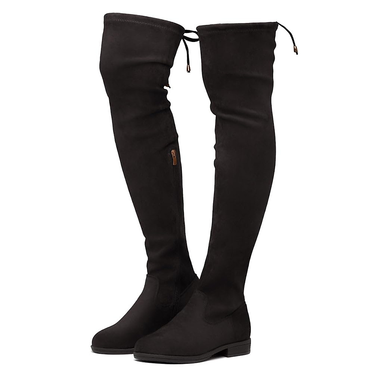 Herstyle Secret Obsession Women's Over the Knee Boots Thigh High Stack Heel Long Stretch Fall Riding Boots, Black, Size 8.0