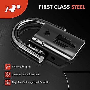 A-Premium Pair (2) Front Tow Hooks Heavy Duty D-Ring with Hardware Compatible with Ford F-150 F150 2009-2021 Pickup, Front Left and Right, Replace# FL3Z17A954C