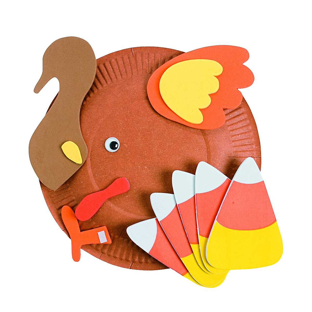 Fun Express Candy Corn Paper Plate Turkey Craft Kit - Makes 12 - Thanksgiving Crafts for Kids
