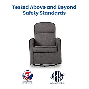 Delta Children Blair Slim Nursery Glider Swivel Rocker Chair, Charcoal