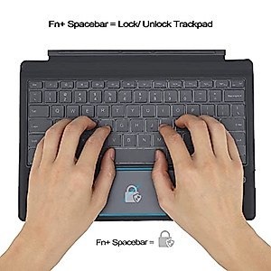 Qulose Surface Pro Keyboard Case, 7 Color Backlight Detachable Keyboard with Trackpad, Case with Keyboard for Microsoft Surface Pro 7+/ 7/6 / 5/4 / 3 Tablet - Grey