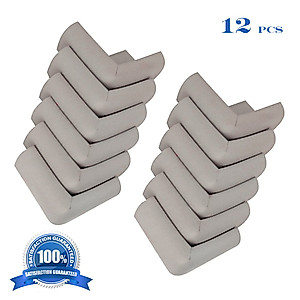Elf Star 12 Pcs Extra Thick Premium High Density Furniture Table Edge & Corner Guard Baby Proofing Bumper Protector - Jumbo Size Value Pack Brown