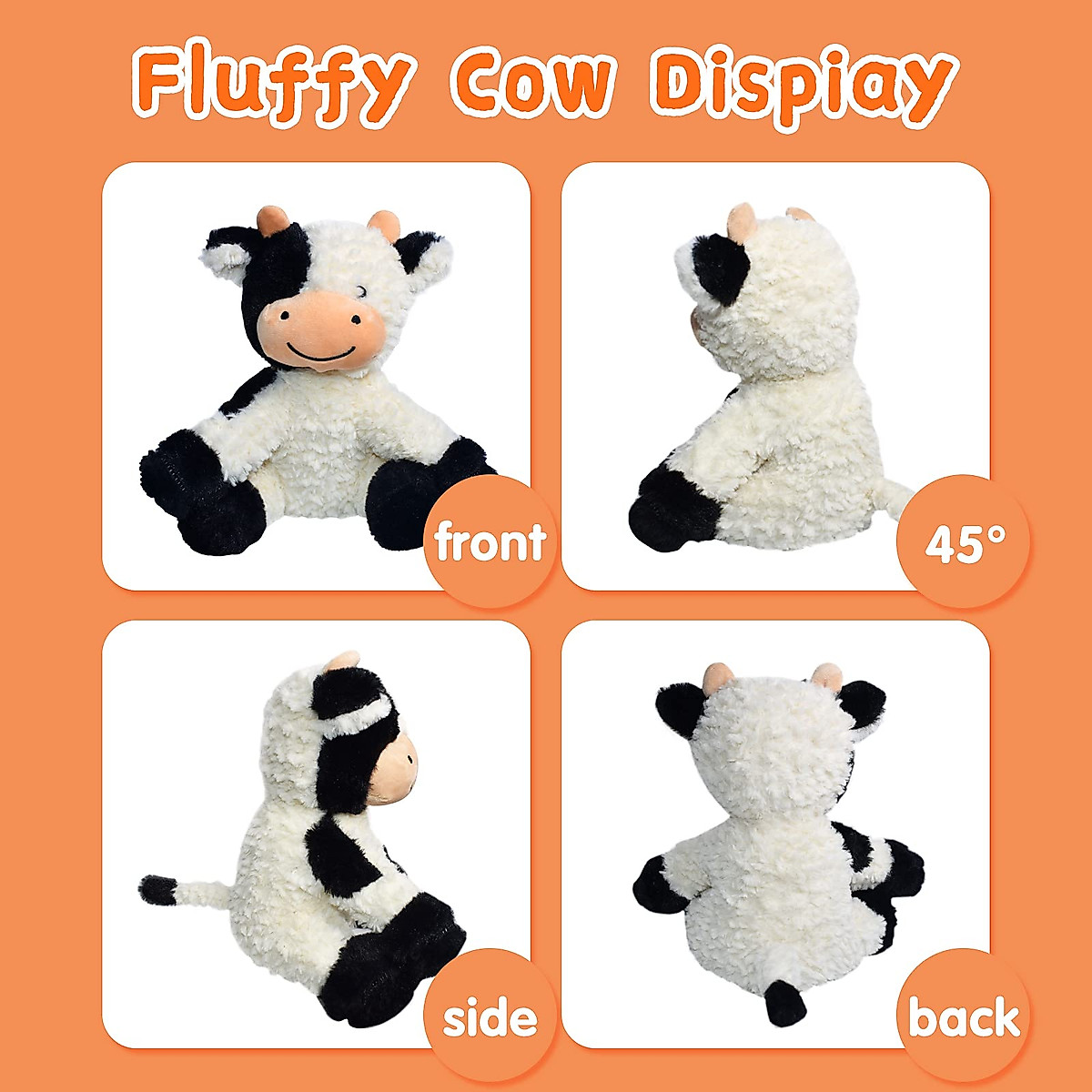 Qnnimal Cow Plush Toy Cow Stuffed Animal Doll Kawaii Cattle Plush Toys Stuffed Soft Pillow
