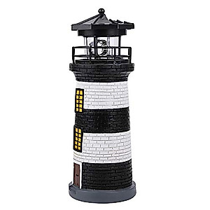 Naroote wosume Waterproof Easy to Install Automatic Rotating Light Rotating Lighthouse for Home(Black and White)