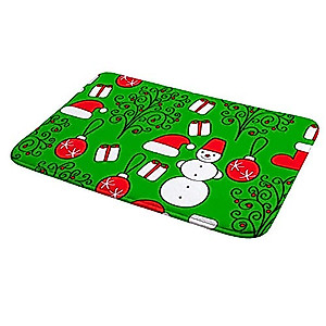 ZHONGJI Bath Mat Bath Rug Floor Mats Non-Slip Memory Foam Soft Rubber Back ﻿Snowmen Gifts Balls Hats Red Green Dry Fast Machine Washable Hotel Bathroom 36 x 24 Inch