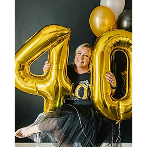 Gold Number Balloon 40 Inch, 0 Number Balloons, 10 20 30 40 50 Numbers Balloon Birthday Decorations, Gold Party Supplies for Women Men