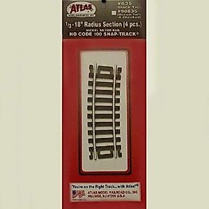 Code 100 Nickel Silver 1/3-18" Radius Snap-Track (6/Bx) HO Scale Atlas Trains