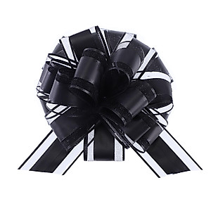 12 Pieces Black Pull Bow Wrapping Pull Bow Ribbon Pull Bows for Wedding Baskets,6 Inches Diameter Gift Bows, Large Bows for Presents.