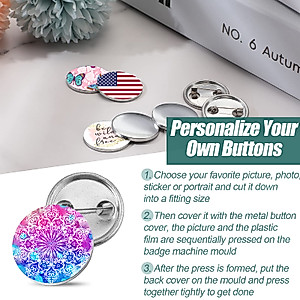 1500 Pieces 25 mm/ 1 Inch Button Making Supplies Round Badge Blank Button Pins Metal Button Parts Kit for Button Maker Machine, Including Metal Cover Back Cover and Clear Film