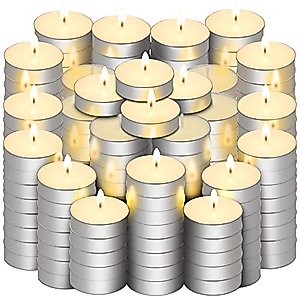 200 Pcs Scented Tea Lights Candles Vanilla Tea Candles, 4 Hour Long Burn Time White Small Candle for Christmas Home Wedding Party Holiday Dinner Table Decoration